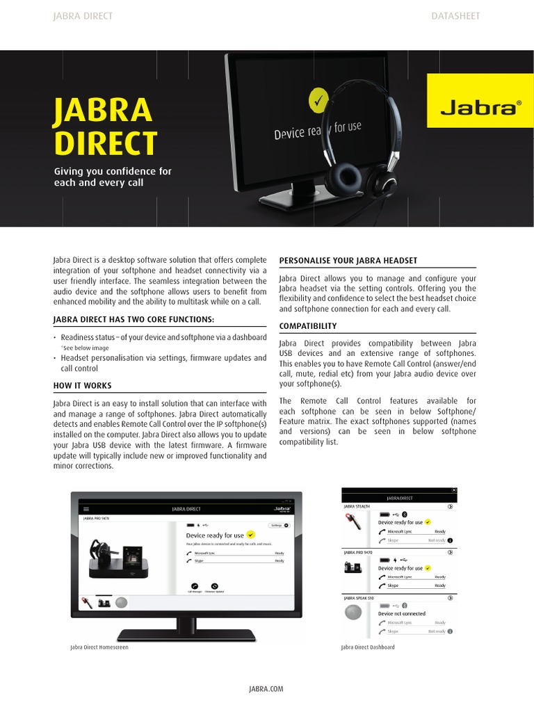 Jabra Direct Software Datashet ENUS | PDF | Microsoft Windows ...