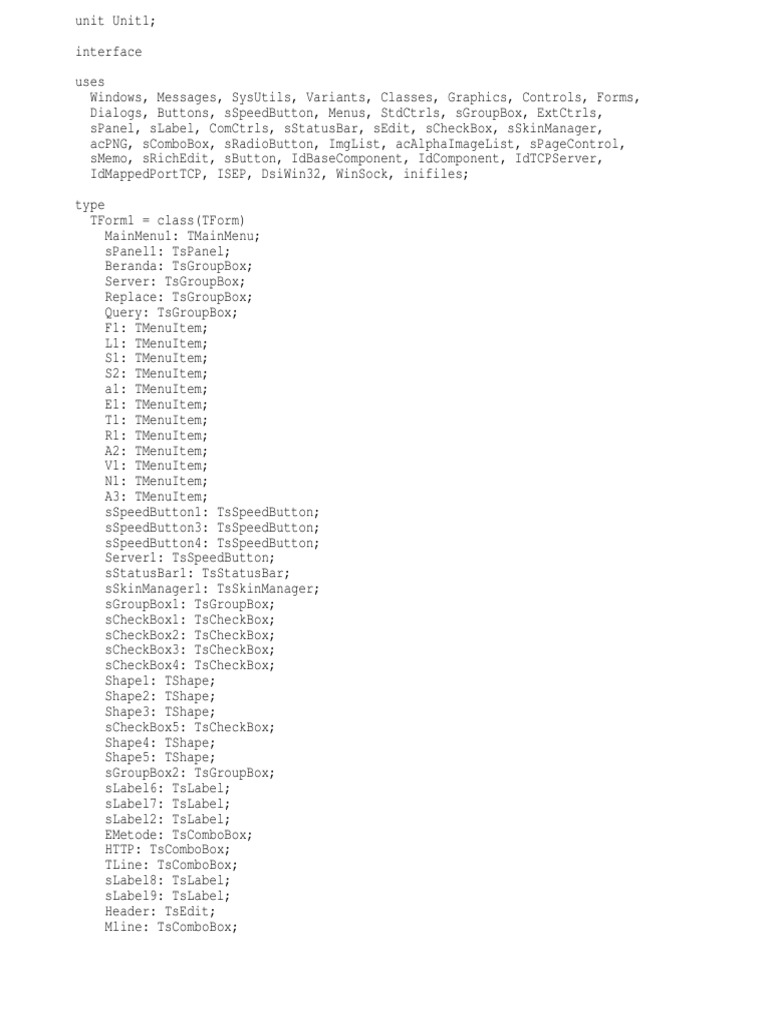 Delphi Form Interface Code | PDF