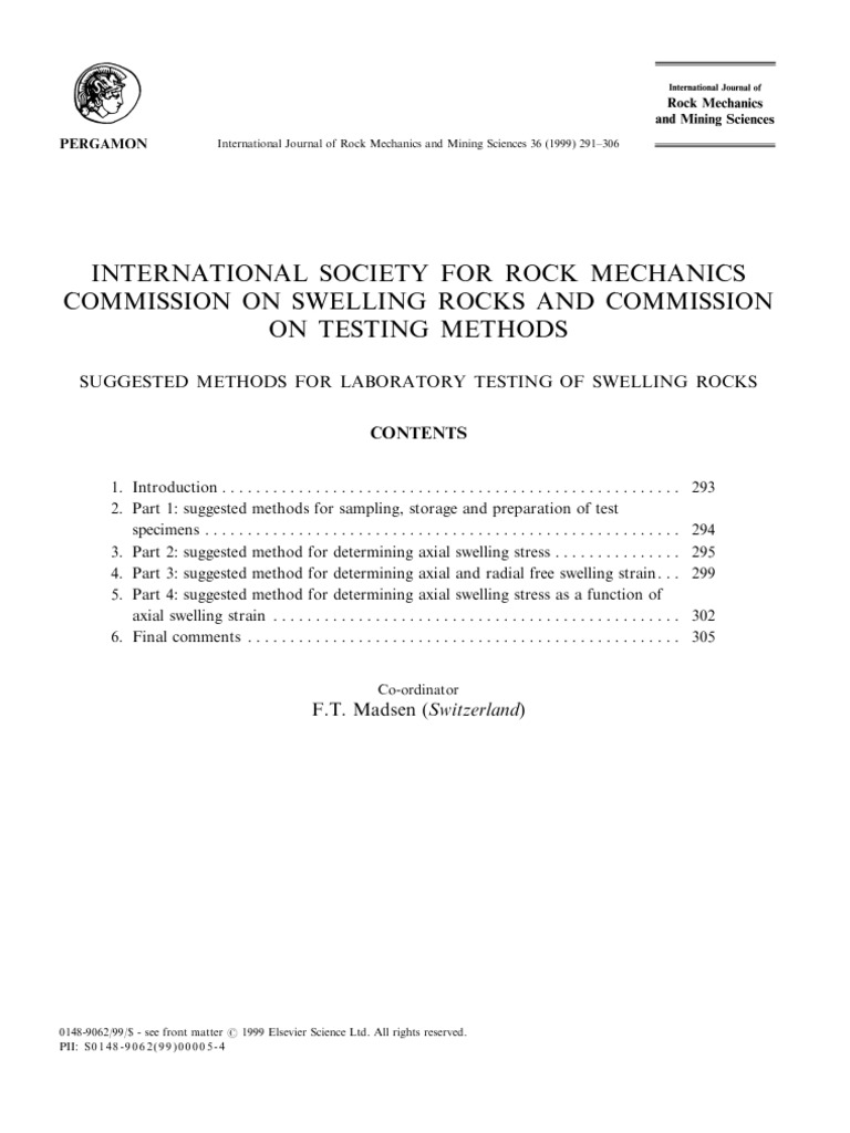 Testing Swelling Rocks 1999 | PDF | Deformation (Engineering ...