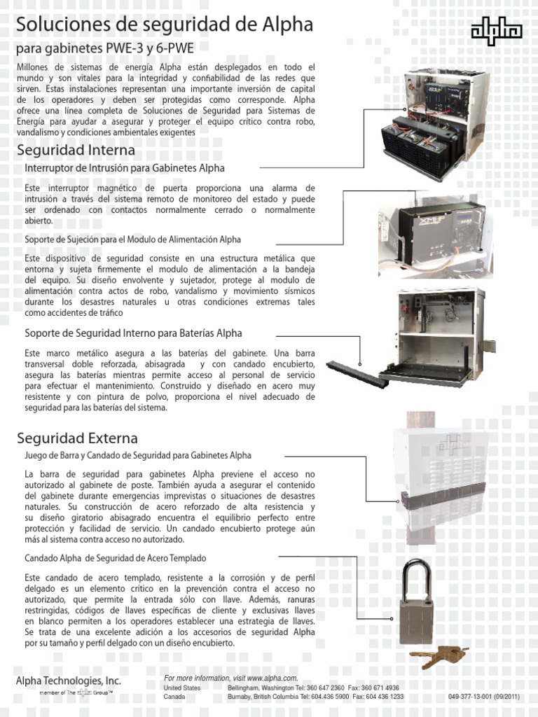 Soluciones de Seguridad de Alpha para Gabinetes PWE-3 y 6-PWE | PDF ...