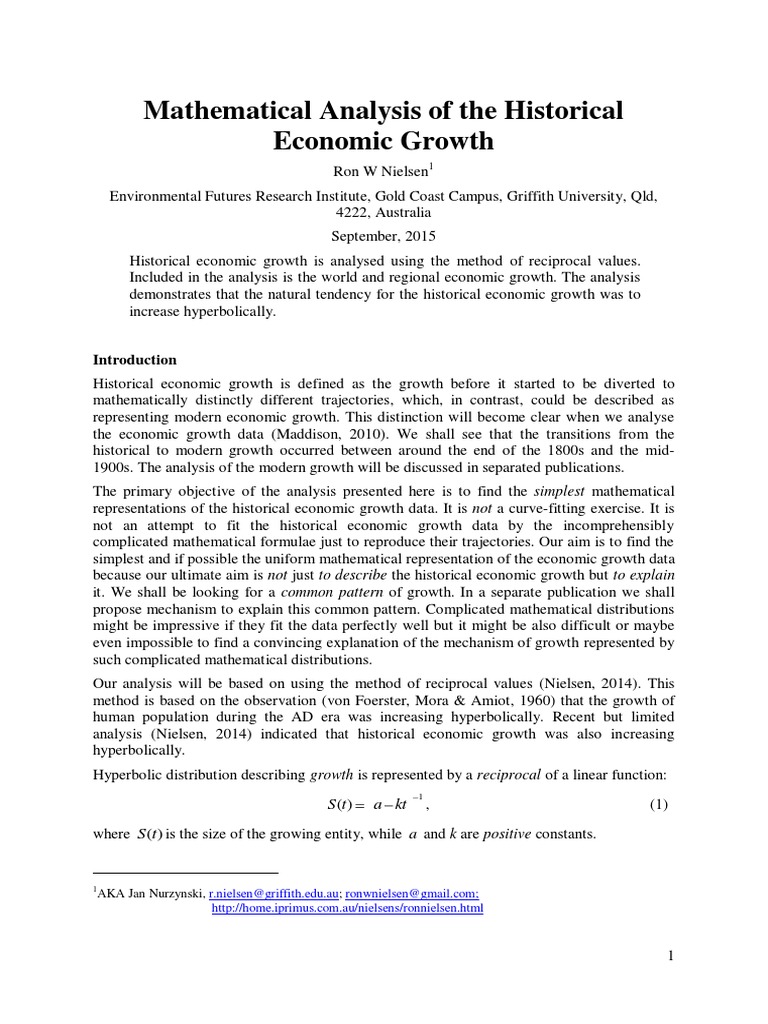 Mathematical Analysis of The Historical Economic Growth | PDF ...