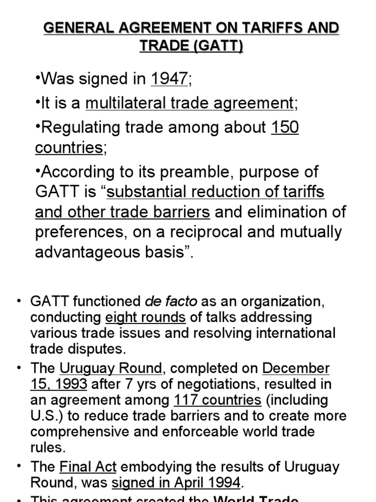 Overview of GATT and Its Evolution | PDF | General Agreement On Tariffs ...