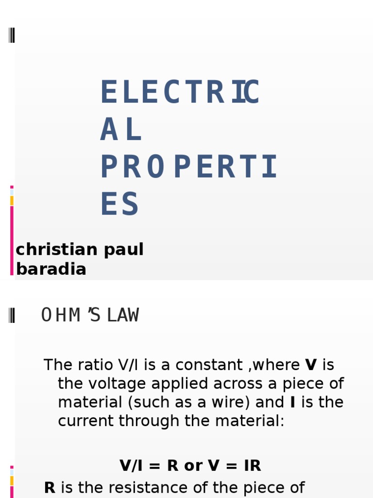 EngMat Electrical Properties | PDF | Dielectric | Electrical Resistivity And Conductivity