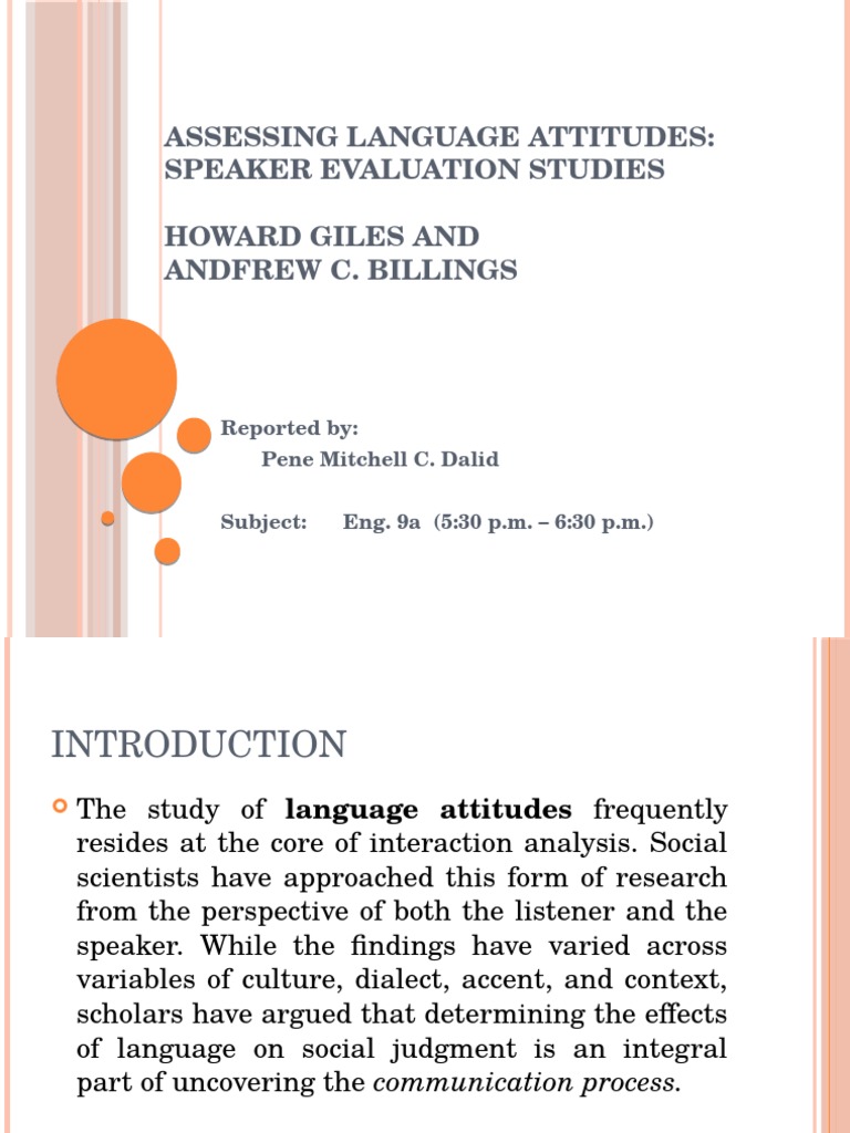Language Attitudes | Attitude (Psychology) | Intention