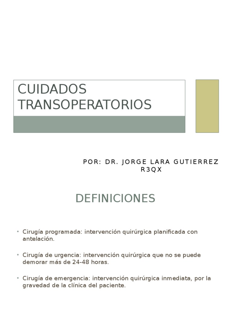 Cuidados Transoperatorios | PDF | Enfermedades y trastornos | Ciencias ...