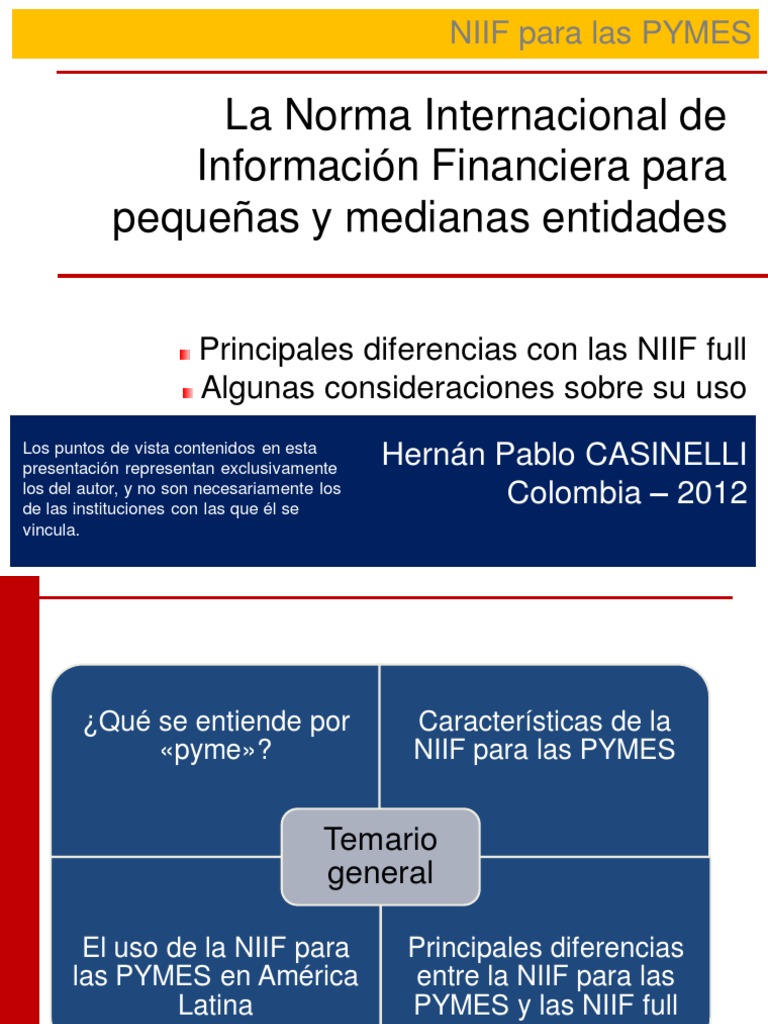 Diferencias NIIF Plenas y PYMES | normas internacionales de INFORMACION ...