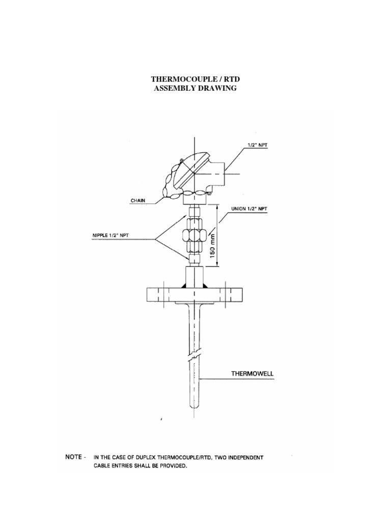 Thermocouple and RTD Assembly Drawing | PDF
