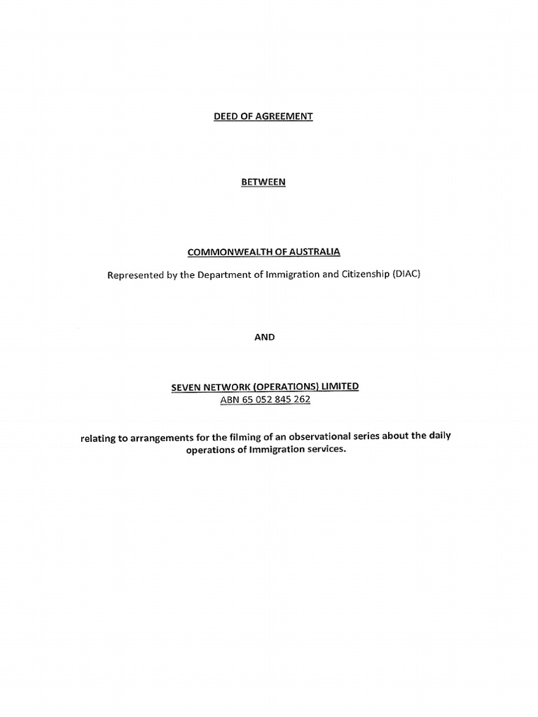 Border Security: Deed of Agreement | PDF | Business