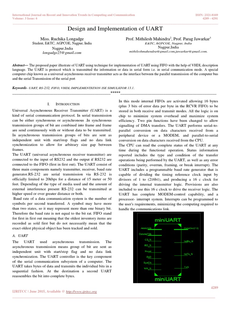 Design and Implementation of UART | PDF | Media Technology | Data