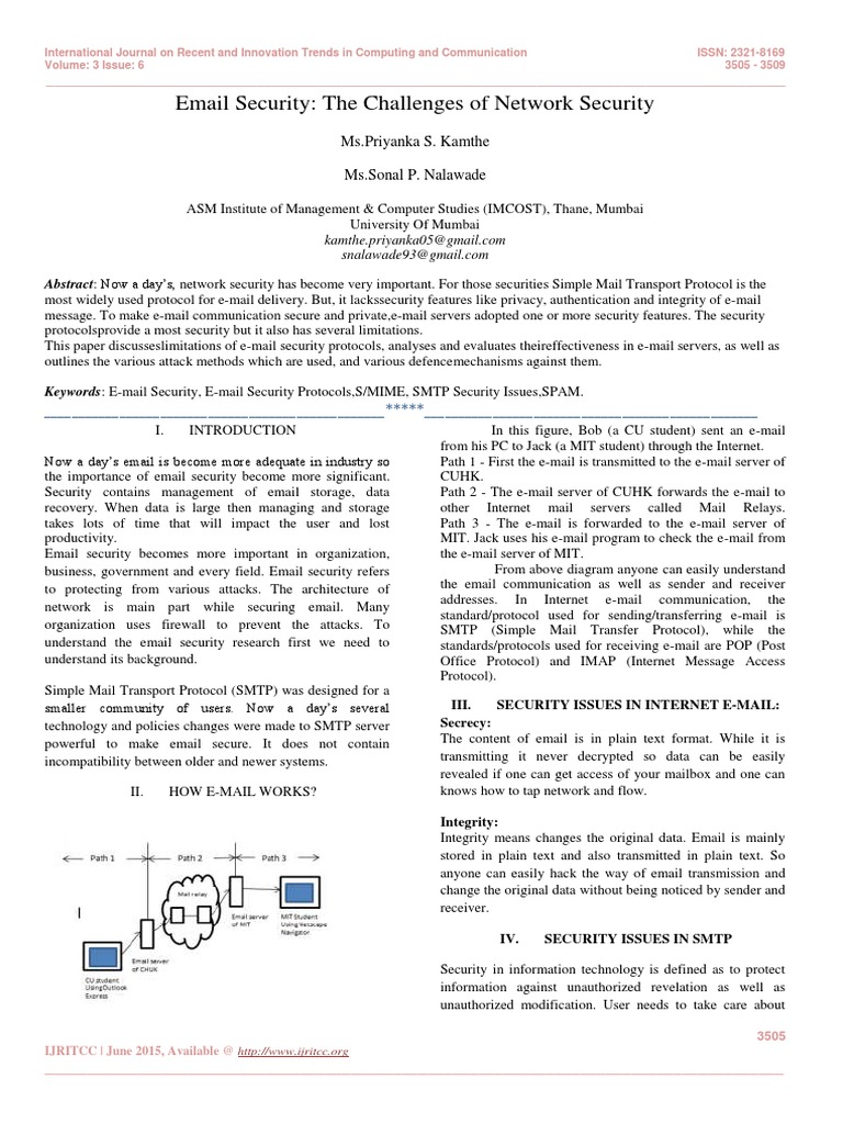 Email Security The Challenges of Network Security | PDF | Email | Email ...