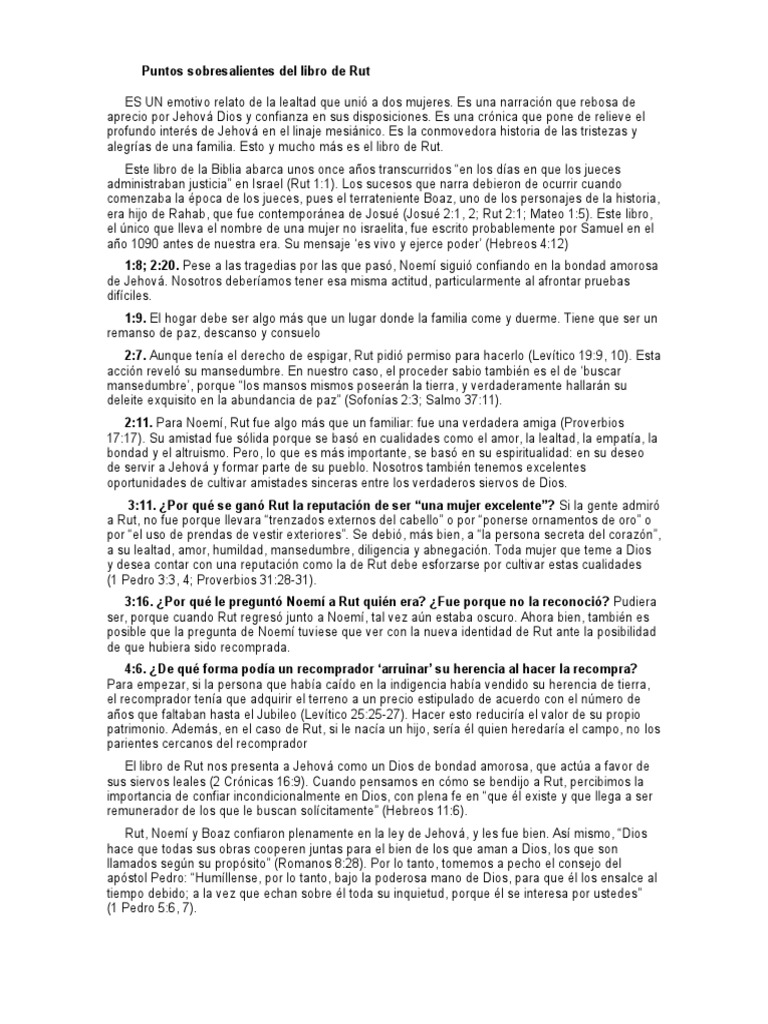 Puntos Sobresalientes Del Libro de Rut | PDF | Libro de rut | Biblia hebrea