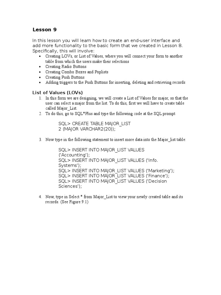Creating Dynamic Forms: Adding List of Values, Radio Buttons, Drop-Down Menus and Buttons with ...