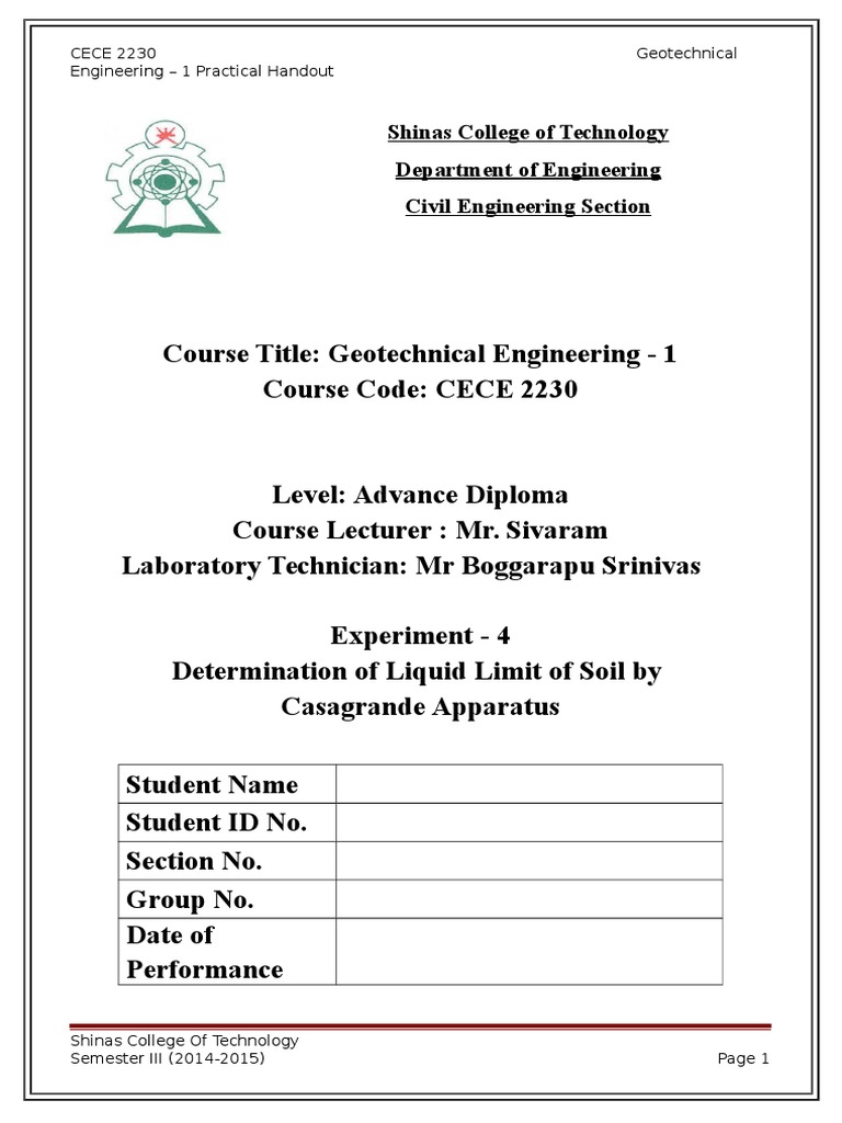 4 Liquid Limit by Casagrande Method | PDF | Civil Engineering | Nature