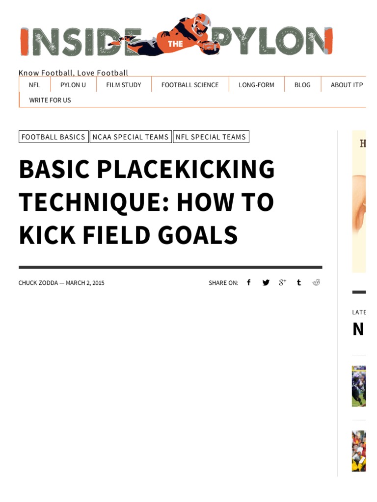 Basic Placekicking Technique - How To Kick Field Goals - Inside The ...