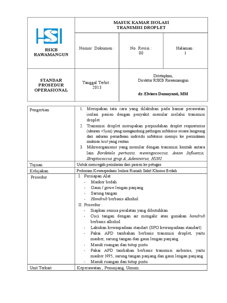 SPO Masuk Ruang Isolasi Droplet | PDF