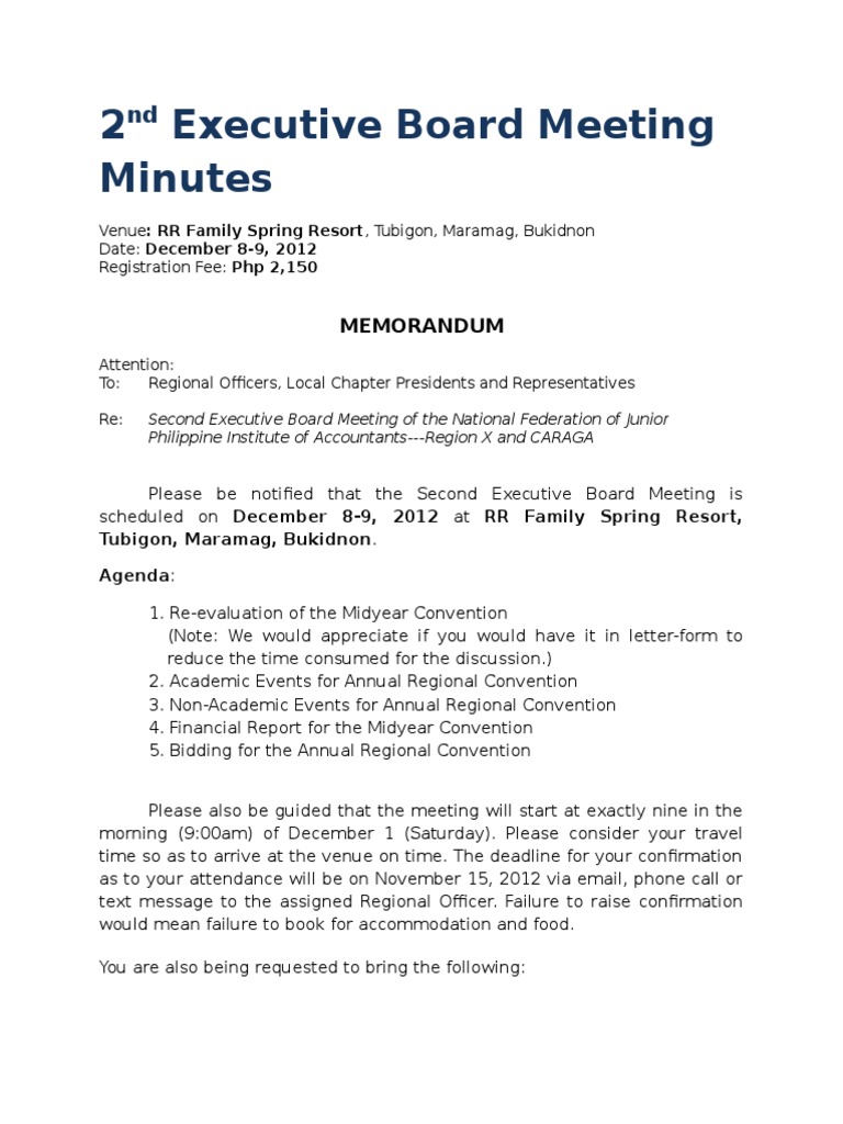 2nd Executive Board Meeting Minutes | Fee | Referee