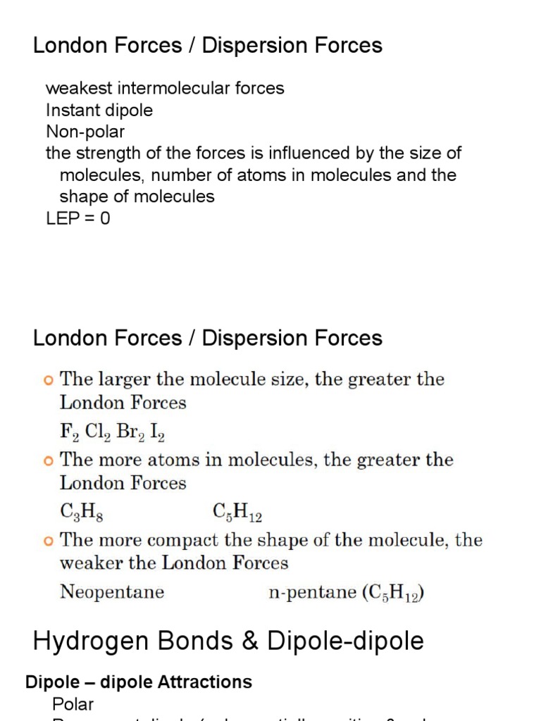 London Forces / Dispersion Forces | PDF | Intermolecular Force ...