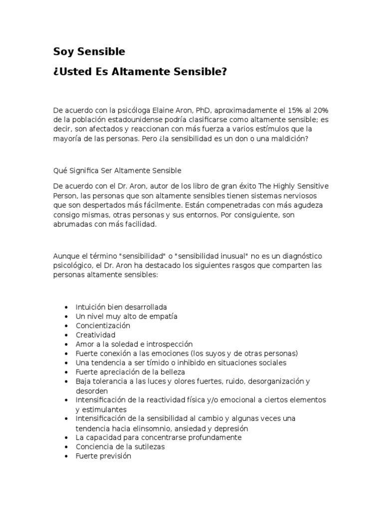 Soy Sensible Que Significa Ser Sensible | PDF | Las emociones | Sicología