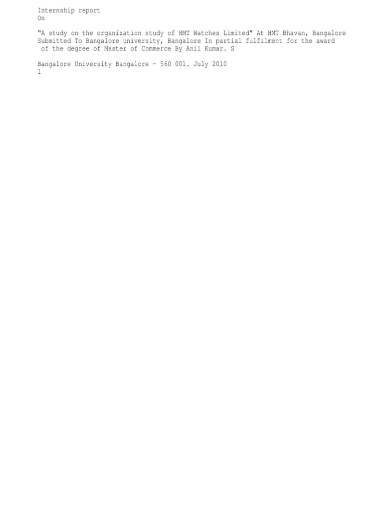 HMT Watches | PDF | Watch | Human Resource Management