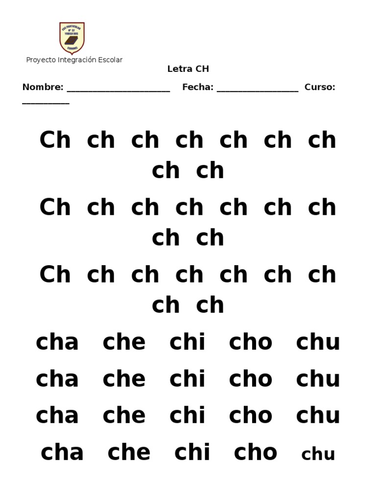 Letra CH Grafomotricidad | PDF | Crecimiento personal y profesional