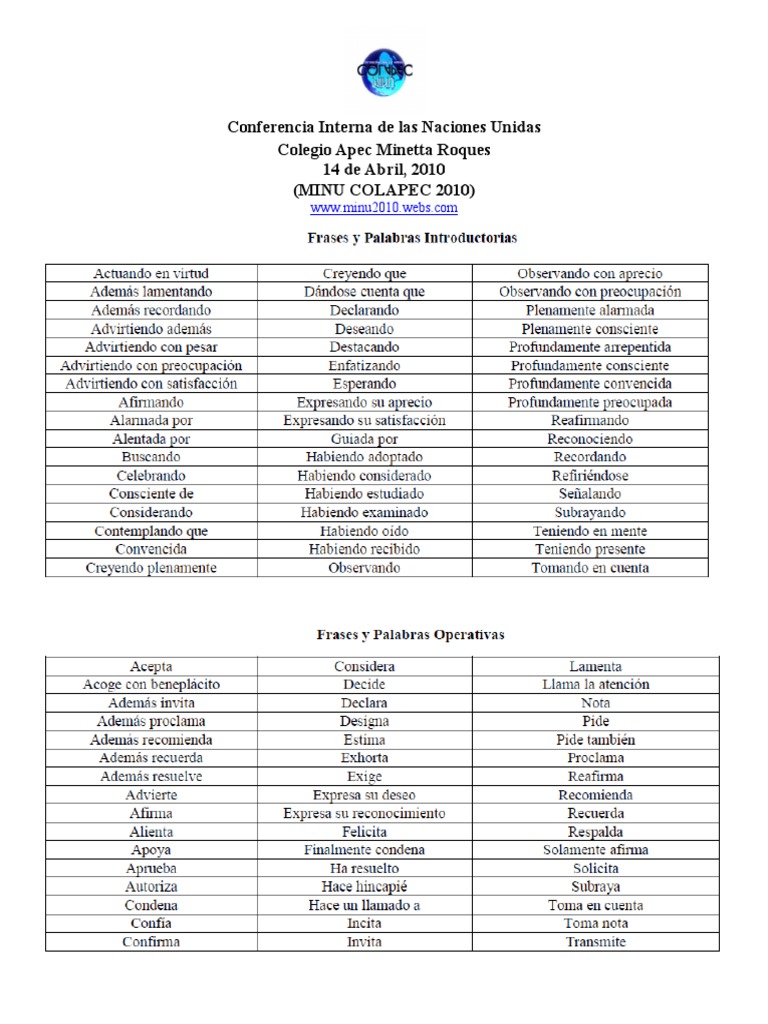 Frases y Palabras Introductorias y Operativas | PDF