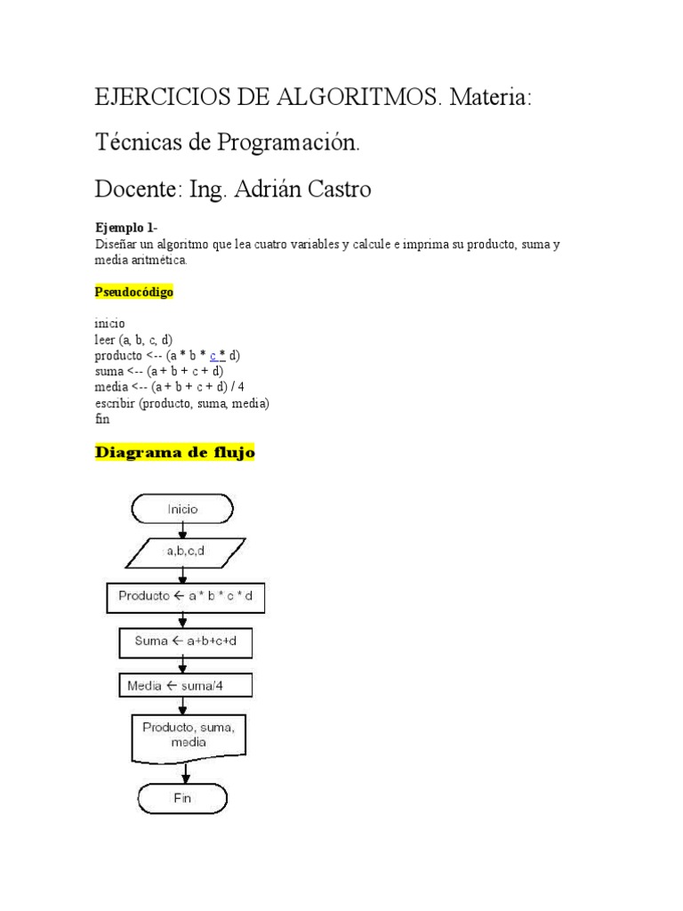 Ejercicios de Algoritmos Básicos | PDF | Algoritmos | Enseñanza de ...
