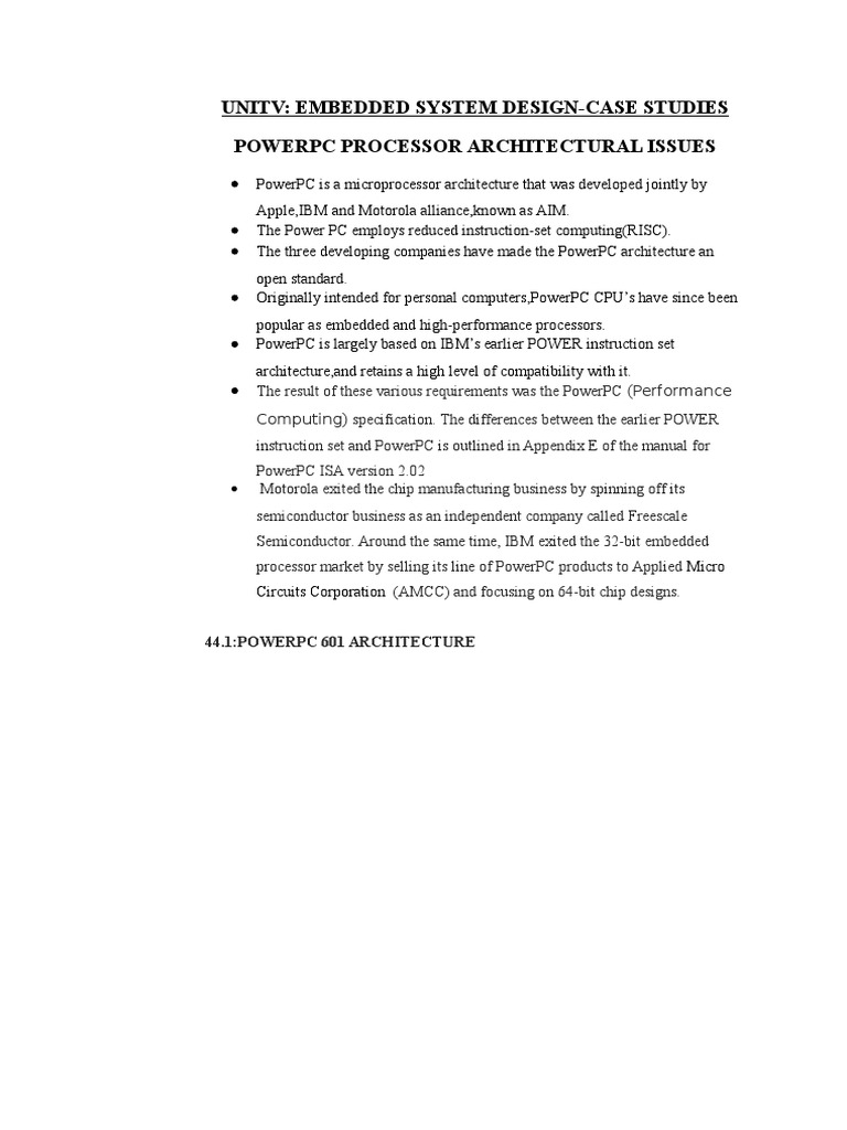 Unitv: Embedded System Design-Case Studies Powerpc Processor Architectural Issues | PDF ...