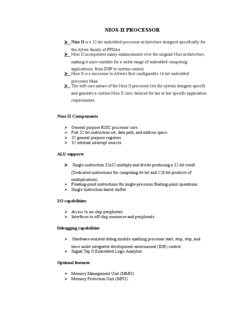 Nios 2 Processor | PDF | Instruction Set | Central Processing Unit