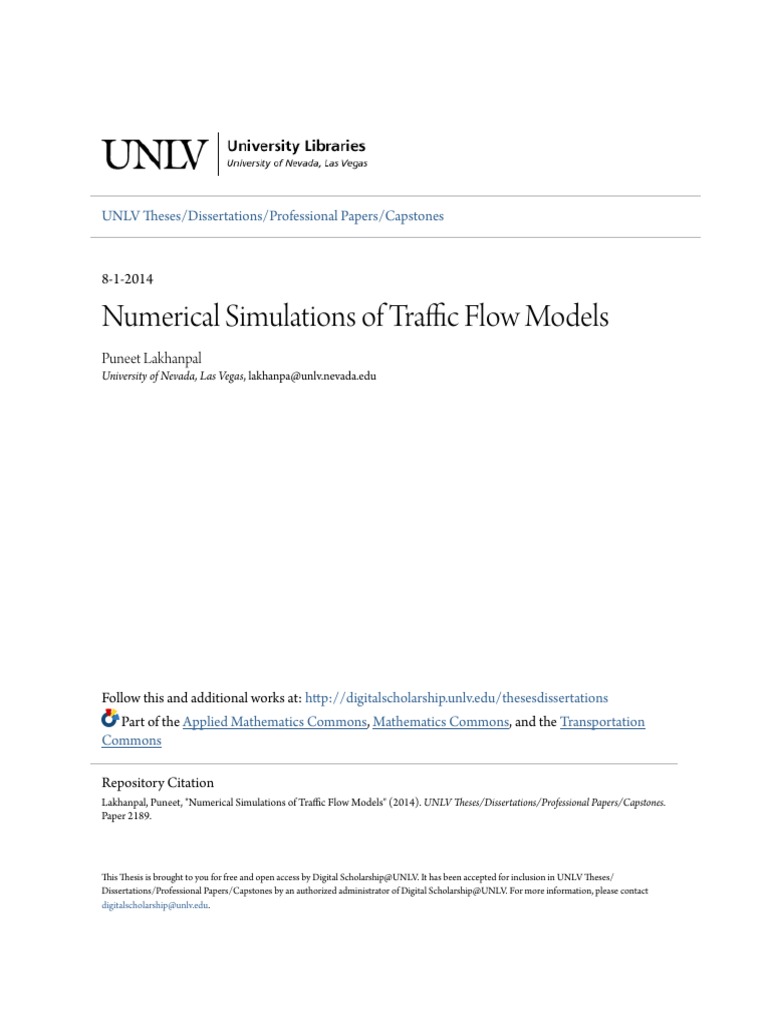 Numerical Simulations of Traffic Flow Models | PDF | Finite Element Method | Partial ...