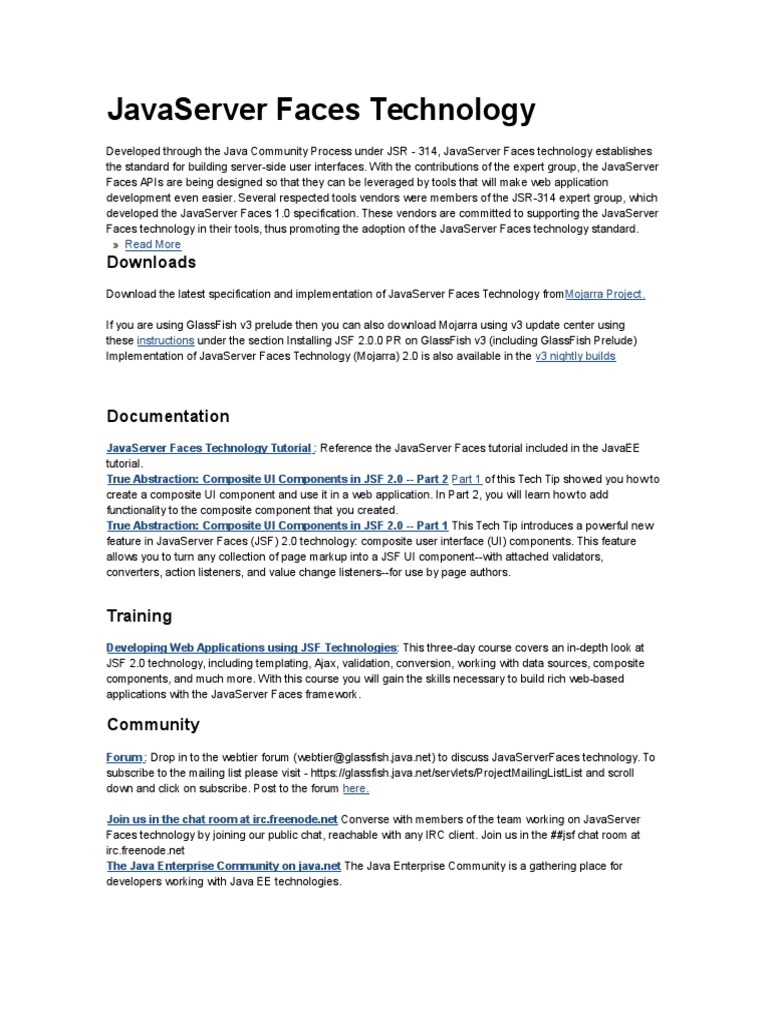 JavaServer Faces Technology | PDF | Java Server Faces | Software ...