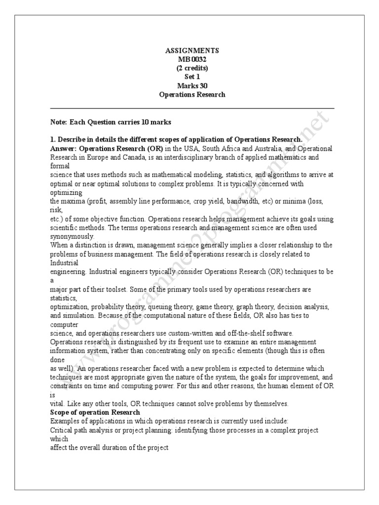 SEM 2 MB0032 1 Operations Research | PDF | Mathematical Optimization | Linear Programming