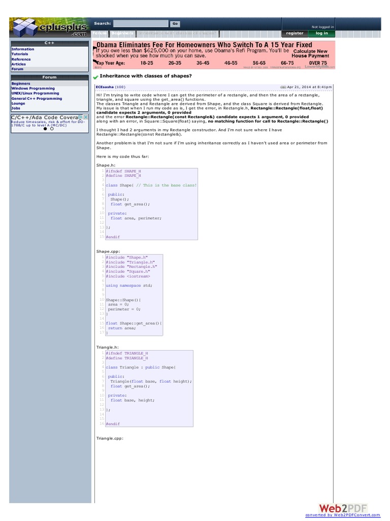 Inheritance With Classes of Shapes?: C/C++/Ada Code Coverage | PDF ...
