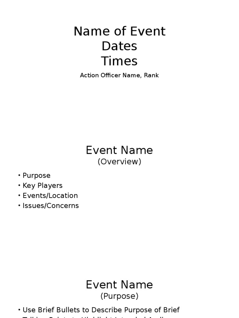 Event Brief Template Overview | PDF