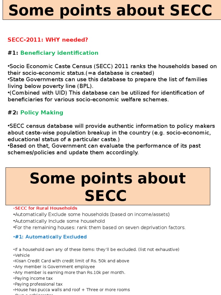 SECC 2011: Beneficiary Identification & Policy | PDF | Public Sphere ...