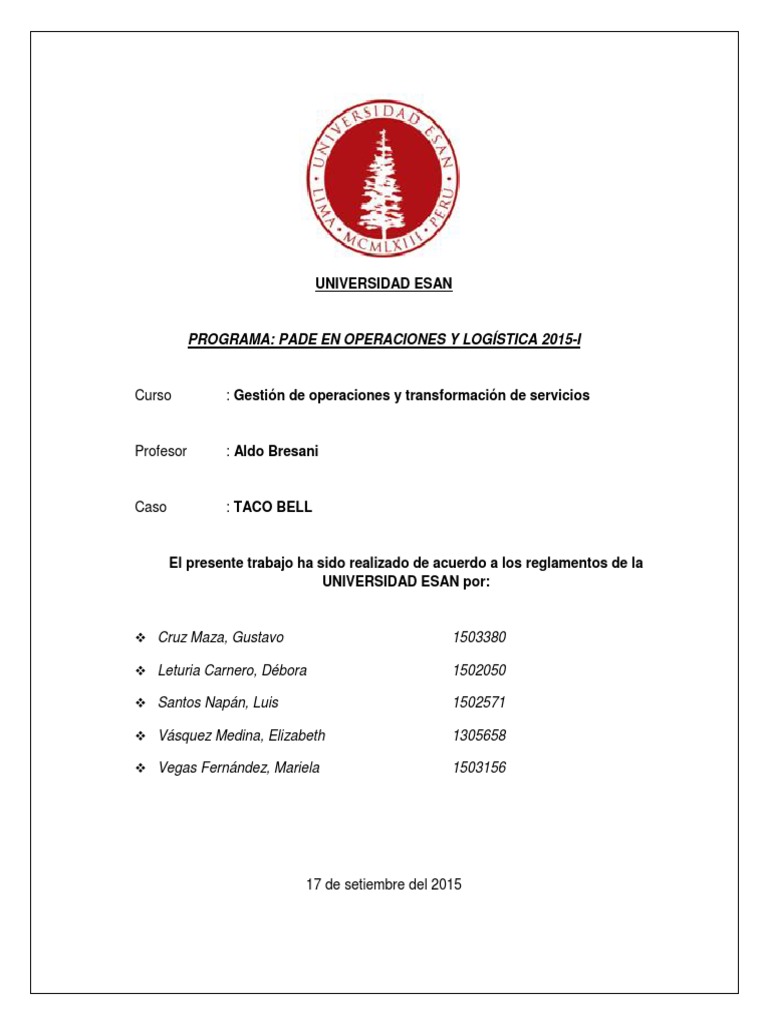 Caso Taco Bell Esan | PDF | Calidad (comercial) | Alimentos