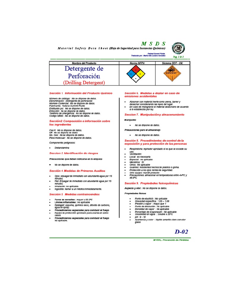 Hoja MSDS PDF | PDF