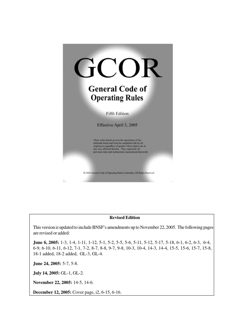 General Code of Operating Rules | Download Free PDF | Rail Transport ...