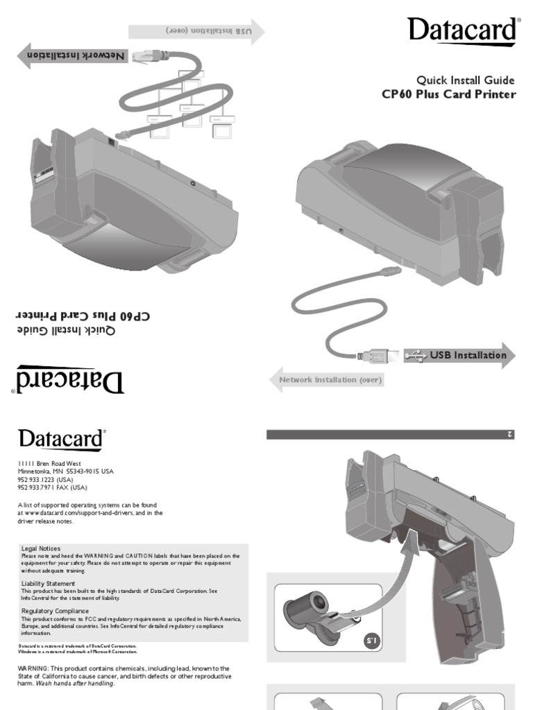 Quick Install Guide: CP60 Plus Card Printer | PDF | Installation ...