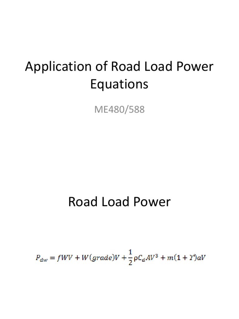 Road Load Power Equations | Fuel Economy In Automobiles | Transmission ...