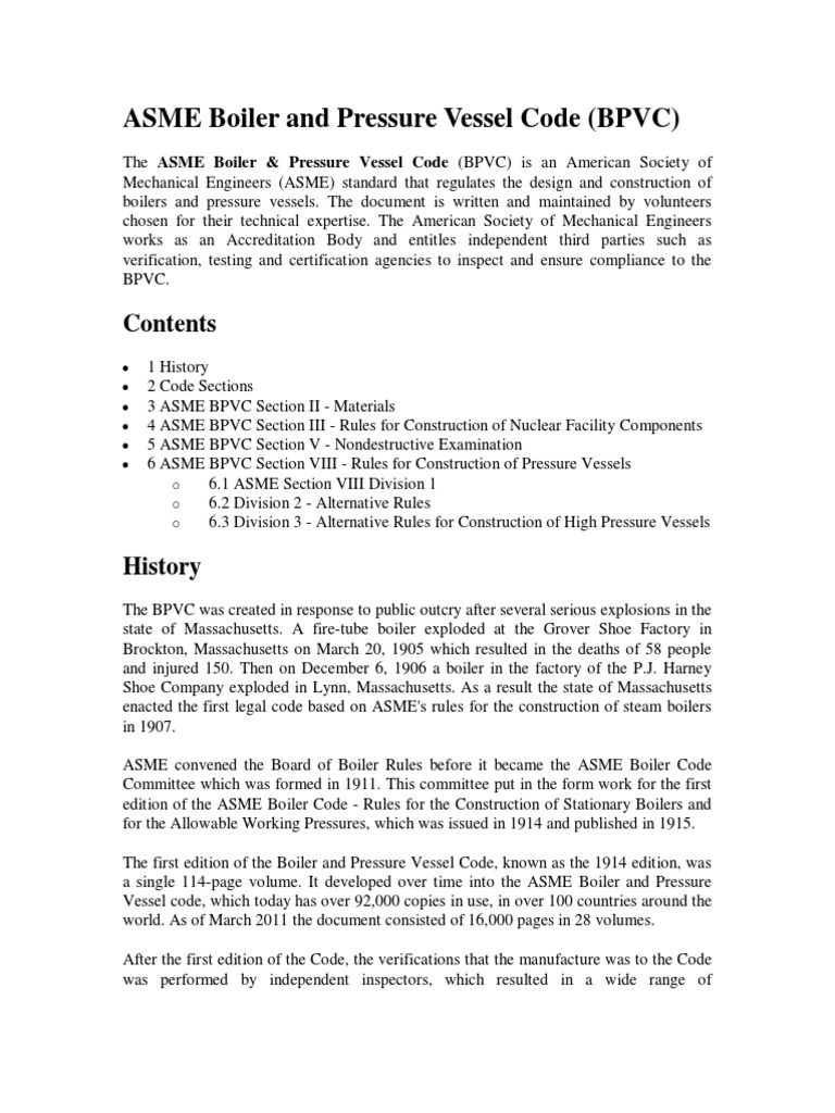 ASME Boiler and Pressure Vessel Code (BPVC)