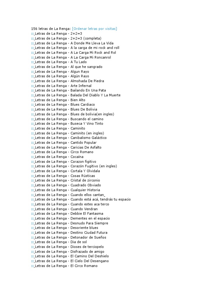 156 Letras de La Renga | PDF | Musica Popular | La música rock