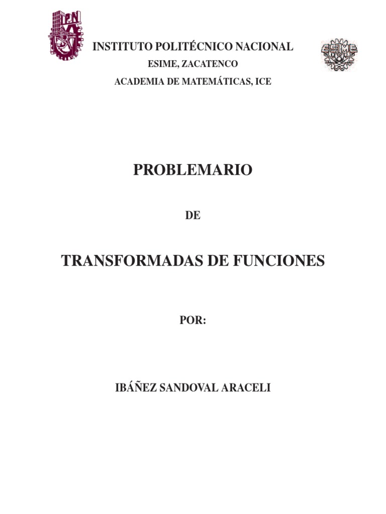 Problemario-Transformadas de Funciones | PDF | Métodos y materiales de enseñanza