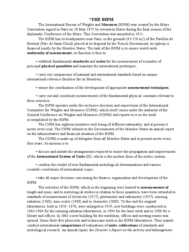 BIPM | PDF | Metrology | Units Of Measurement