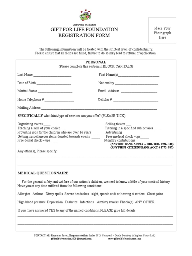 Gift of Life Foundation Form | PDF | Clinical Medicine | Medicine
