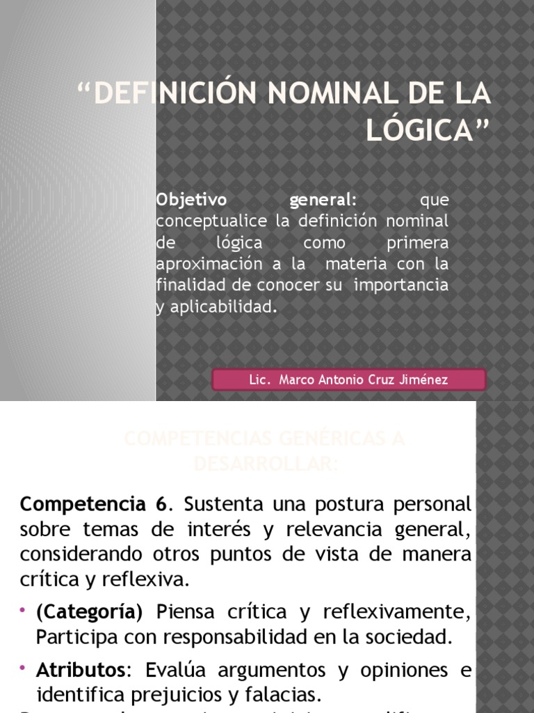 Definicion Nominal de Logica | Lógica | Razón