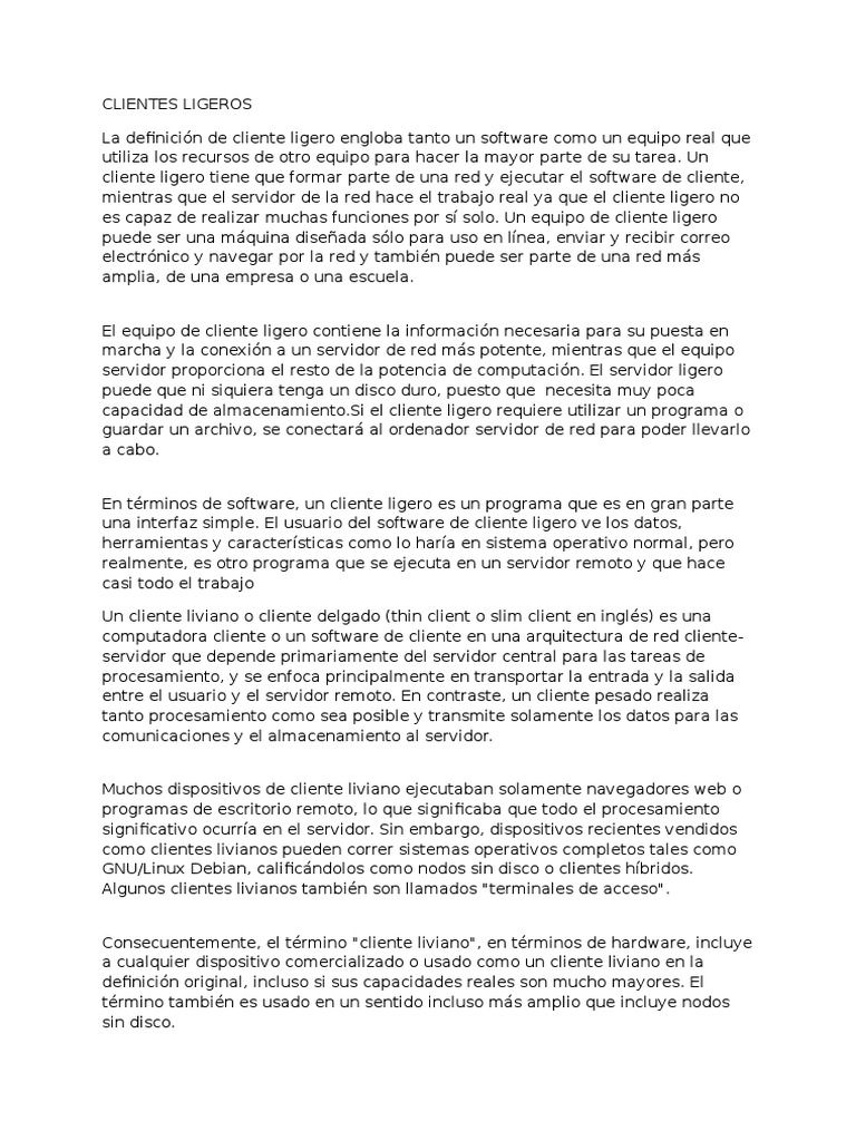 Clientes Ligeros | PDF | Servidor (Computación) | Cliente (Computación)