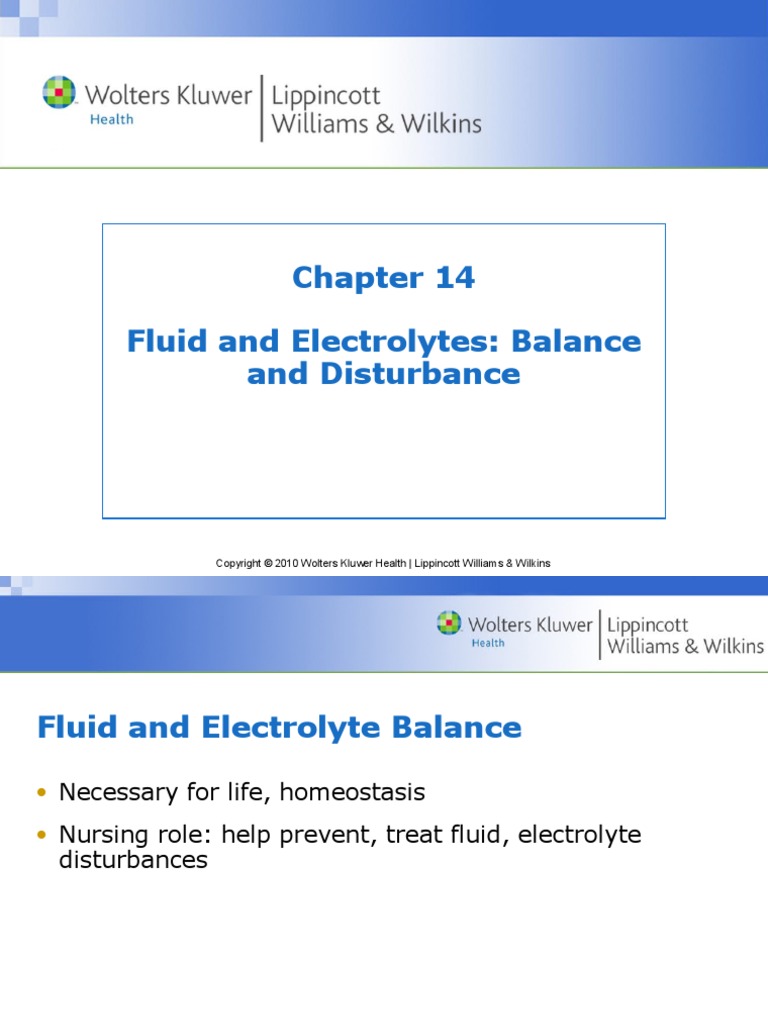Fluid and Electrolytes: Balance and Disturbance