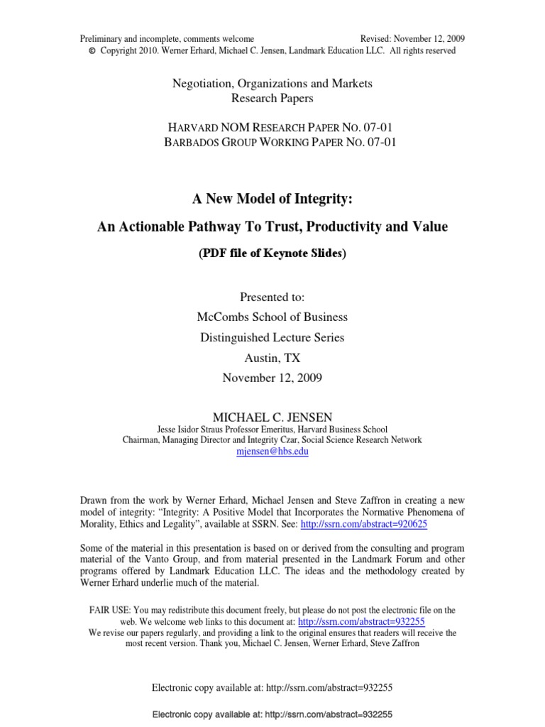 Werner Erhard 4 | PDF | Integrity | Morality