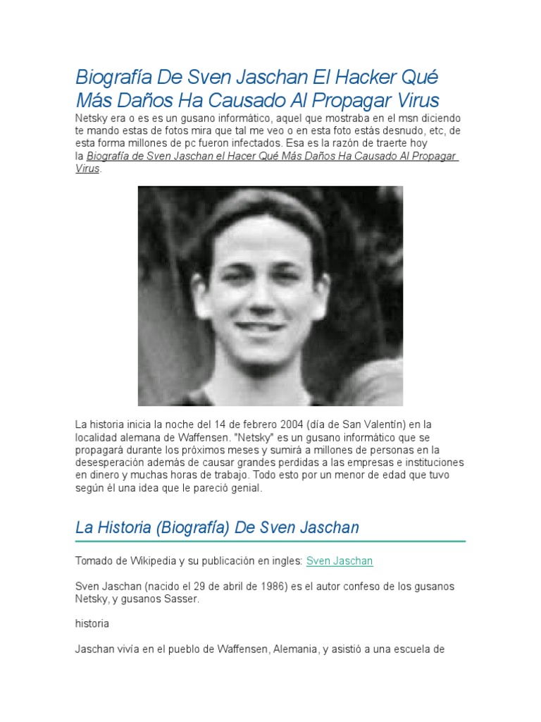 Sven Jaschan | PDF | Correo electrónico | Virus de computadora