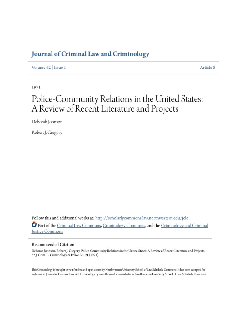 Police-Community Relations in The United States - A Review of Rec ...
